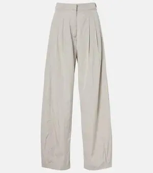 THE ROW Pleated Wide-leg Silk-blend Pants - Grey