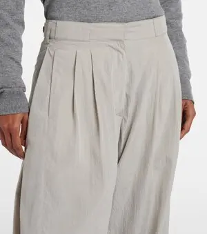 THE ROW Pleated Wide-leg Silk-blend Pants - Grey