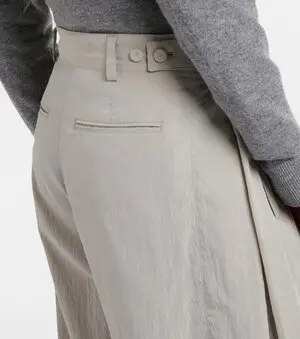 THE ROW Pleated Wide-leg Silk-blend Pants - Grey