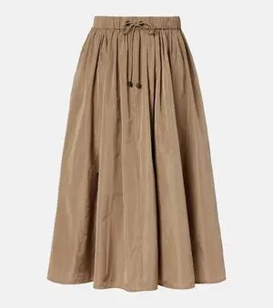Max Mara Lonza Taffeta Midi Skirt - Brown