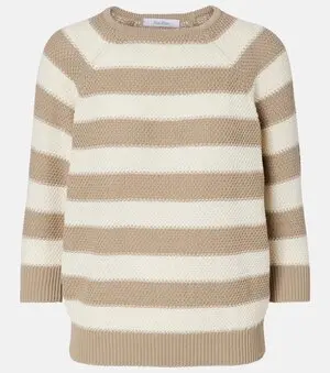 Max Mara Ellisse Striped Cotton Sweater - Beige