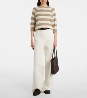 Max Mara Ellisse Striped Cotton Sweater - Beige