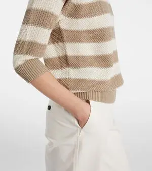 Max Mara Ellisse Striped Cotton Sweater - Beige