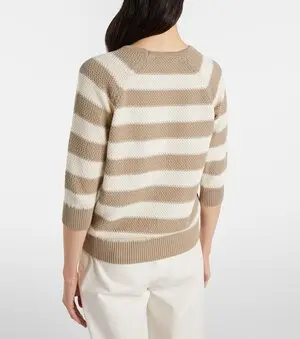 Max Mara Ellisse Striped Cotton Sweater - Beige