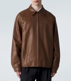 THE ROW Mount Leather Jacket - Brown