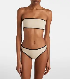 TOTEME Stripe Edge Strapless Bikini Top - Brown