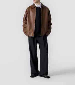 THE ROW Mount Leather Jacket - Brown
