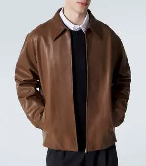 THE ROW Mount Leather Jacket - Brown
