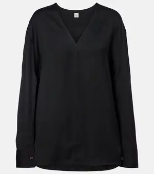 TOTEME Oversized Viscose Blouse - Black