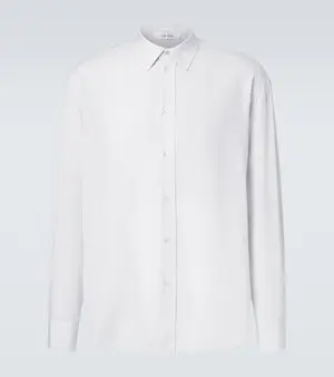 THE ROW Granada Pinstripe Silk Poplin Shirt - White