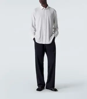 THE ROW Granada Pinstripe Silk Poplin Shirt - White
