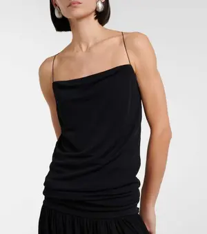 Jacquemus Abiha Gathered Jersey Midi Dress - Black