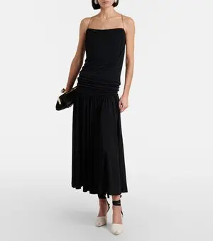 Jacquemus Abiha Gathered Midi Dress - Black