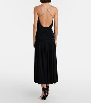 Jacquemus Abiha Gathered Midi Dress - Black
