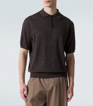 THE ROW Borges Cashmere, Silk, And Linen Polo Shirt - Brown
