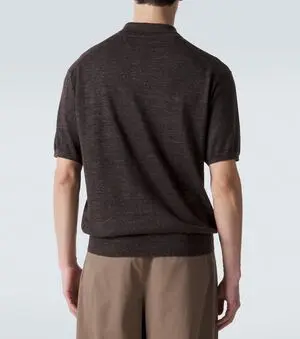 THE ROW Borges Cashmere, Silk, And Linen Polo Shirt - Brown