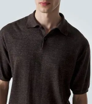 THE ROW Borges Cashmere, Silk, And Linen Polo Shirt - Brown