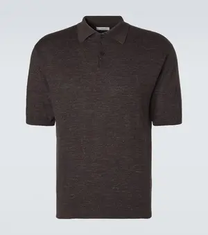 THE ROW Borges Cashmere, Silk, And Linen Polo Shirt - Brown