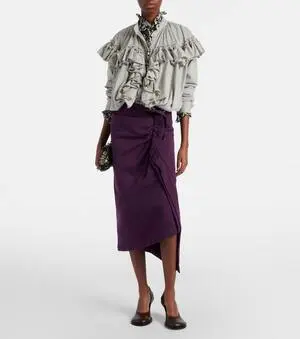 Dries Van Noten Ruffled Cotton Jersey Blouse - Grey