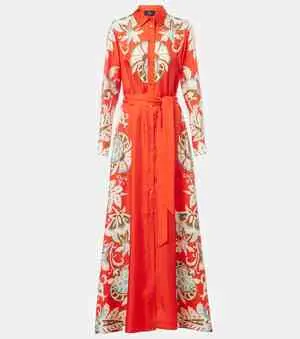 Etro Printed Silk Shirt Dress - Red