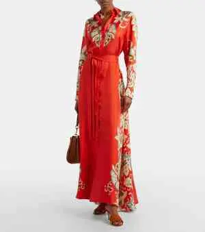 Etro Printed Silk Shirt Dress - Red