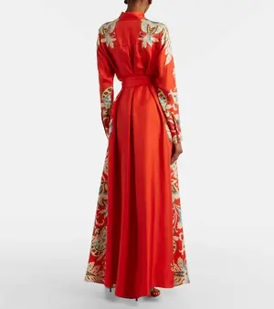 Etro Printed Silk Shirt Dress - Red