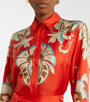 Etro Printed Silk Shirt Dress - Red