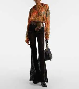 Etro Printed Ruffled Silk Shirt