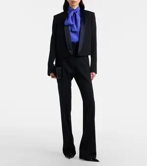 TOM FORD Silk-trimmed Wool Blazer - Black