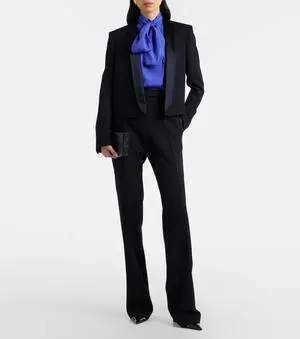 TOM FORD Silk-trimmed Wool Suit Pants - Black