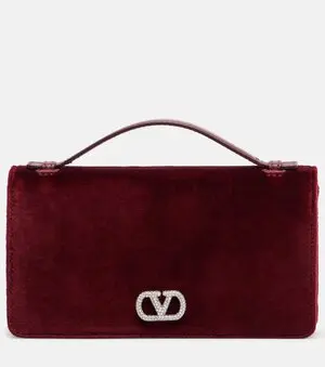 Valentino Garavani Vlogo Velvet Crossbody Bag - Red