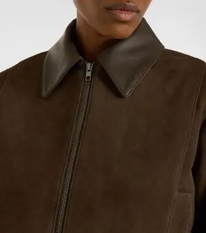 Vince Suede Blouson Jacket - Brown