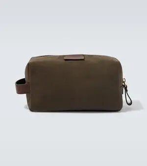 Giorgio Armani Leather-trimmed Canvas Toiletry Bag - Brown