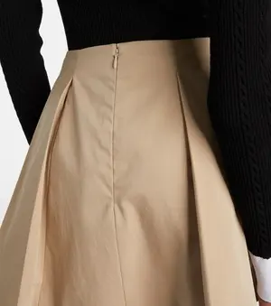 Balmain Pleated Cotton Gabardine Miniskirt - Beige