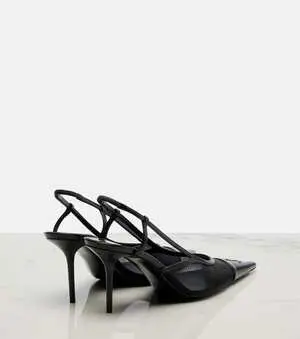 Saint Laurent Renee Mesh And Leather Slingback Pumps