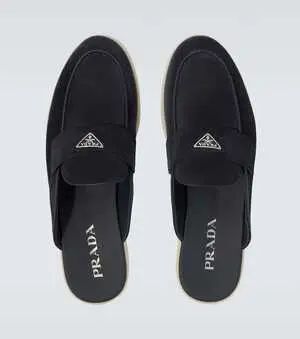 Prada Suede Mules - Blue