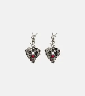 Saint Laurent Cassandre Embellished Drop Earrings - Silver