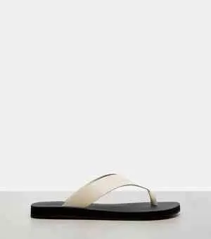 THE ROW Classic Leather Thong Sandals - White