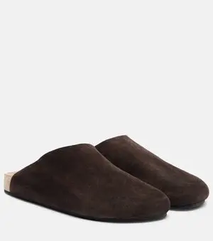 THE ROW Hudson Two Suede Mules - Brown