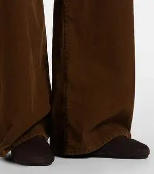 THE ROW Hudson Two Suede Mules - Brown