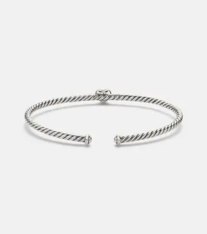 David Yurman 14kt Gold And Sterling Micro Cable Flex Heart Station Bracelet