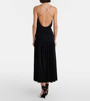 Jacquemus Abiha Gathered Jersey Midi Dress - Black