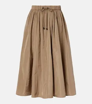 Max Mara Lonza Taffeta Midi Skirt - Brown