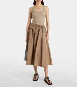 Max Mara Lonza Taffeta Midi Skirt - Brown