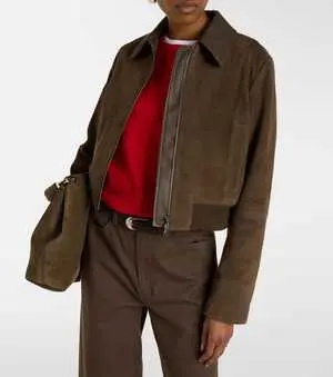 Vince Suede Blouson Jacket - Brown