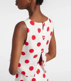 CALA DE LA CRUZ Avelino Polka-dot Linen Crop Top
