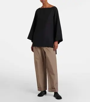 THE ROW Junia Linen Top - Black
