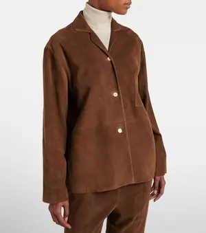 THE ROW Janine Suede Shirt - Brown