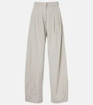THE ROW Pleated Silk-blend Wide-leg Trousers