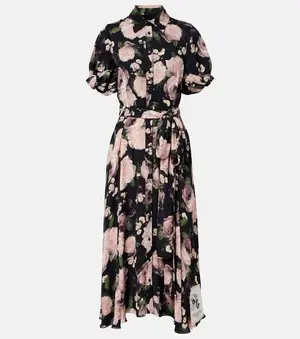 Erdem Floral Belted Shirt Dress